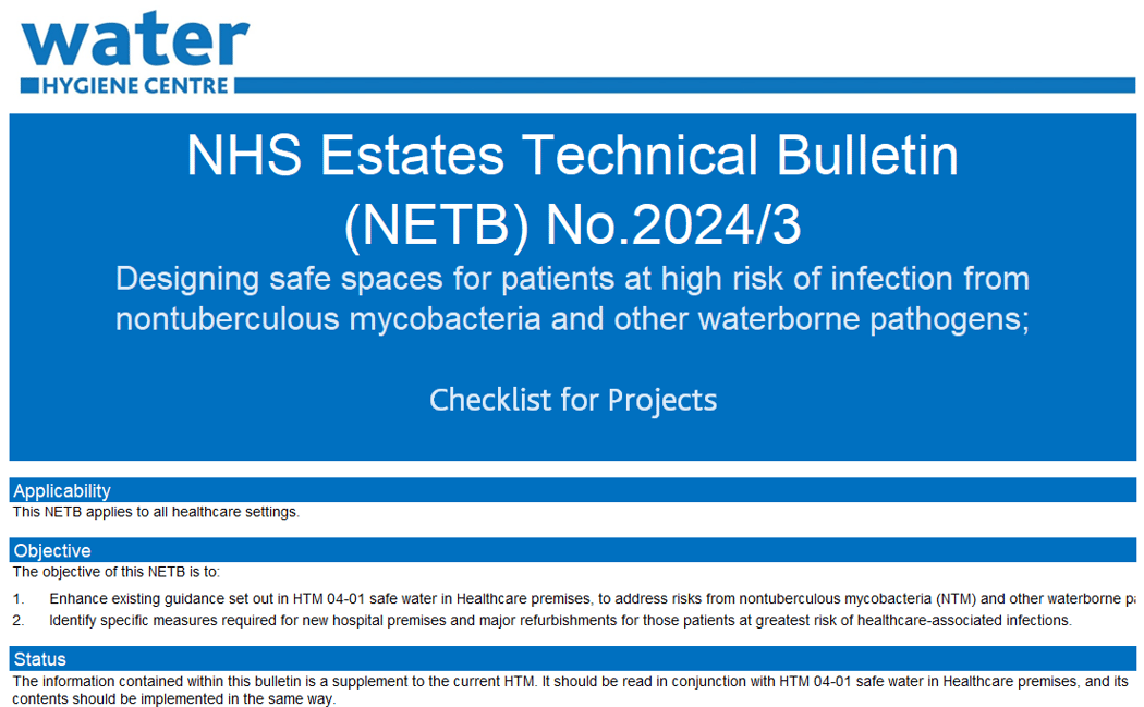 NHS Estates Technical Bulletin (NETB) Checklist